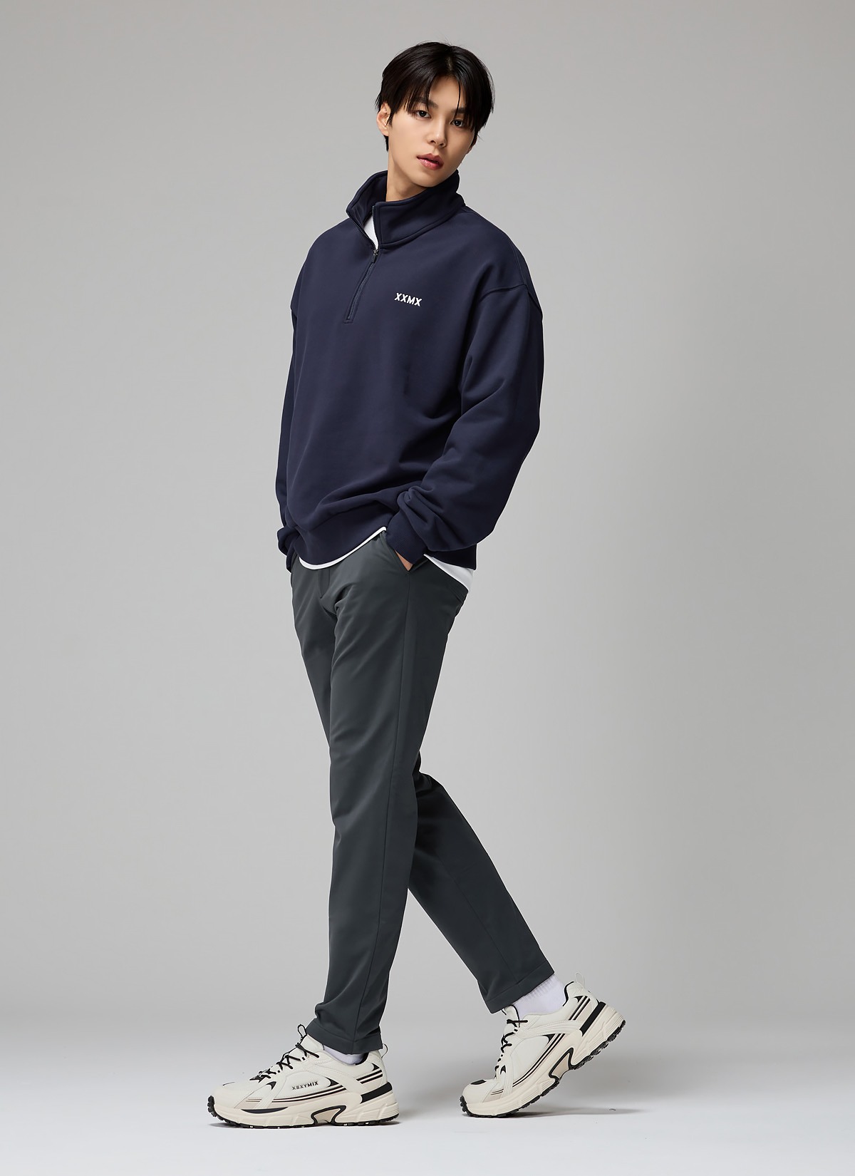 젝시믹스 - 에센셜 스트레치 기모 슬랙스 템퍼그레이